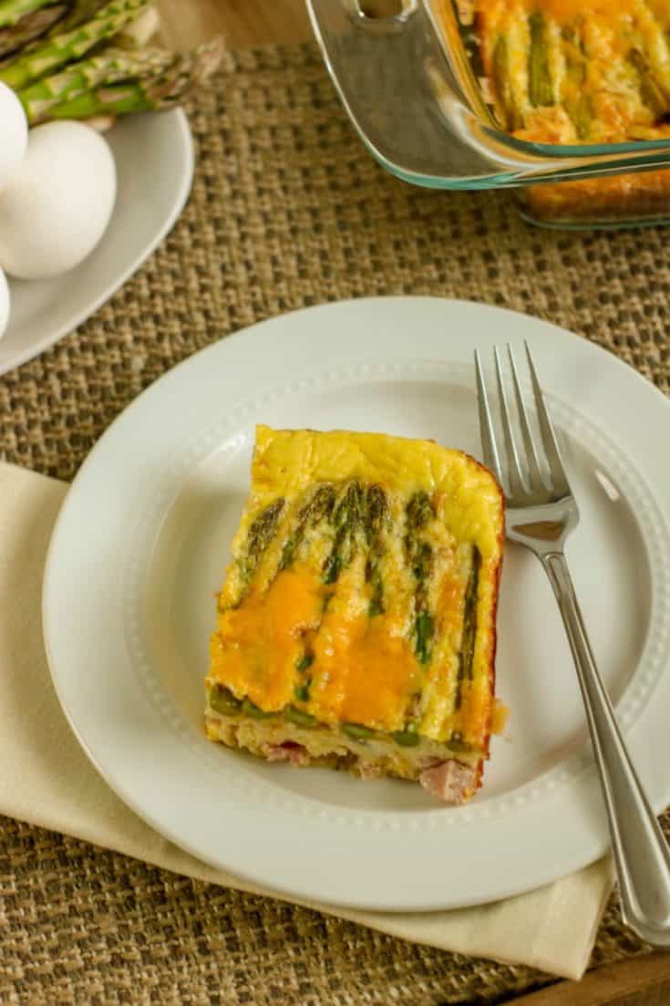 Basic Crustless Quiche Recipe with Ham and Asparagus