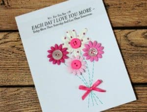 Button Crafts For Adults - Easy Spring Flower Card